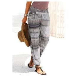 Strandhose Buffalo, Damen, Gr. 40, N-Gr, bunt (bedruckt), Jersey, Obermaterial: 100% Viskose, bedruckt, figurumspielend bodenlang, Hosen Strandhose, mit Alloverdruck und Taschen, Jerseyhose, Relaxhose