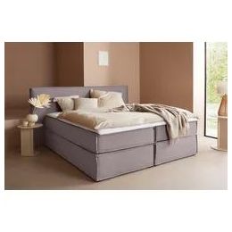 Boxspringbett "Yuma", grau (taupe), B:213cm L:213cm, 100% Polyester, LeGer Home by Lena Gercke, Komplettbetten, Boxspringbett, incl. Topper, in 4 Breiten, 3 Matratzenarten und je 2 H&auml;rtegraden