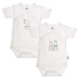 Body Liliput "Happy Day", Jungen, Gr. 50/56, EURO-Gr&ouml;&szlig;en, wei&szlig;, 100% Baumwolle, bedruckt, kurz, V-Ausschnitt, Bodys Body, mit praktischer Druckknopfleiste