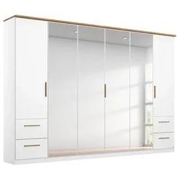 Dreht&uuml;renschrank Rauch "Kleiderschrank Schrank Garderobe W&auml;scheschrank Schlafzimmer CARLSSON", wei&szlig; (wei&szlig;, eiche massiv), B:270cm H:210cm T:54cm, Holzwerkstoff, Schr&auml;nke, Kleiderschrank Dreht&uuml;renschrank, 4 Schubladen, Griffe aus massiver Eiche, viel Stauraum MADE IN GERMANY