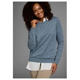 Sweatshirt Kangaroos, Damen, Gr. 36/38, blau (blau, bedruckt), Interlock, Obermaterial: 60% Baumwolle, 40% Polyester, bedruckt, figurumspielend h&uuml;ftbedeckend, Rundhals, eingesetzt Rippb&uuml;ndchen, Sweatshirts Sweatshirt, Langarm, bedruckt, Rundhalsausschnitt, aus Interlockmaterial