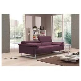 2,5-Sitzer Egoitaliano "Malika, Designsofa mit hohem Sitzkomfort, edel und bequem", lila (plum), B:216cm H:94cm T:107cm, Sofas, inkl. Kopfteilverstellung und chromfarbenen Metallf&uuml;&szlig;en