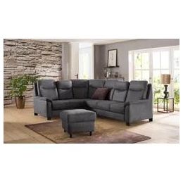 Ecksofa Home Affaire "Boccaccio L-Form", grau (anthrazit), B:265cm H:104cm T:215cm, Struktur weich (90% Polyester / 10% Polyamid);Luxus-Microfaser (100% Polyester);Luxus-Microfaser Vintageoptik(100% Polyester), Sofas, Ecksofa, mit Federkern, incl. Kopfteilverstellung, wahlweise Bettfunktion