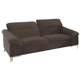 2,5-Sitzer COTTA "Teresa", braun (espresso), B:235cm H:84cm T:109cm, Chenille (90% Polyester; 10% Polyamid );Struktur (100% Polyester ), Sofas, mit Kopfteilverstellung