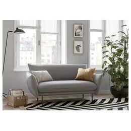 2-Sitzer Home Affaire "Stine", grau (hellgrau), B:156cm H:86cm T:86cm, Struktur (100% Polyester);Struktur weich (85% Polyester/15% Nylon);Samtoptik (100% Polyester), Sofas, Besonderes Design durch Kissenoptik und Keder, by Morten Georgsen