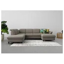 Sit & More Wohnlandschaft SIT & MORE "Maggiore U-Form", braun (schlamm), B:312cm T:224cm, 95% Polyester, 5% Polyamid, Sofas, Wohnlandschaft, wahlweise mit Kopfteilverstellung, Bettfunktion und Stauraum
