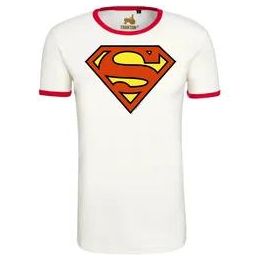 T-Shirt logoshirt "Superman Logo", Damen, Gr. S, wei&szlig; (wei&szlig;, rot), 100% Baumwolle, unifarben, normal, Rundhals, Shirts T-Shirt, mit trendigem Superhelden-Print