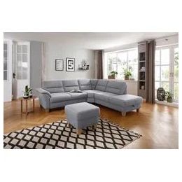 Ecksofa Home Affaire "Soleo L-Form", grau, B:262cm H:89cm T:235cm, Luxus-Microfaser ALTARA NUBUCK (100% Polyester);Struktur (100% Polyester);Luxus-Microfaser Lederoptik (100% Polyester), Sofas, Ecksofa, komfortabel durch Trapezecke mit Relaxfunktion, auch mit Bettfunktion