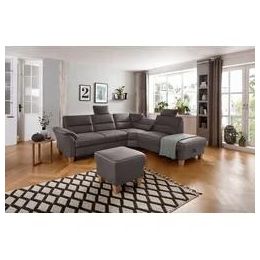 Ecksofa Home Affaire "Soleo L-Form", grau (anthrazit), B:262cm H:89cm T:235cm, Luxus-Microfaser ALTARA NUBUCK (100% Polyester);Struktur (100% Polyester);Luxus-Microfaser Lederoptik (100% Polyester), Sofas, Ecksofa, komfortabel durch Trapezecke mit Relaxfunktion, auch mit Bettfunktion