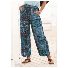 Palazzohose Vivance, Damen, Gr. 46, N-Gr, blau (blau, bedruckt), Web, Obermaterial: 100% Viskose, Paisley, figurumspielend lang, Hosen Palazzohose, und Paisleyprint, elastischer Bund, Schlupfhose, Stoffhose