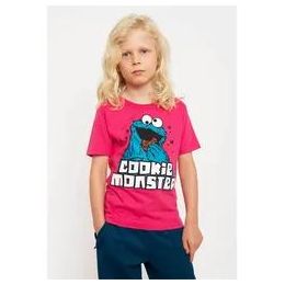 T-Shirt logoshirt "Sesamstra&szlig;e - Kr&uuml;melmonster", M&auml;dchen, Gr. 116, pink, 100% Baumwolle, unifarben, normal, Rundhals, Shirts T-Shirt, mit coolem Frontprint