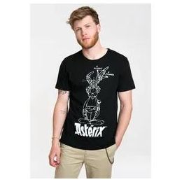 T-Shirt logoshirt "Asterix der Gallier", Damen, Gr. XL, schwarz-wei&szlig; (schwarz, wei&szlig;), 100% Baumwolle, bedruckt, normal, Rundhals, Shirts T-Shirt, mit lizenzierten Originaldesign