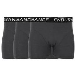 Boxershorts Endurance "Burke", Herren, Gr. XL, 1 Stk., grau (dunkelgrau, meliert), 95% Baumwolle, 5% Elasthan, mehrfarbig, Unterhosen, im praktischen 3er Pack