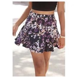 Hosenrock Vivance, Damen, Gr. 40, lila (schwarz, lila bedruckt), Jersey, Obermaterial: 95% Viskose, 5% Elasthan, bedruckt, gebl&uuml;mt, figurumspielend kurz, R&ouml;cke Skort, mit Blumenprint, Skort, Rock inklusive Hose