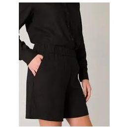 Shorts Base Level, Damen, Gr. 40, N-Gr, schwarz, Web, Obermaterial: 55% Leinen, 45% Viskose, unifarben, l&auml;ssig geschnitten ca. Mitte Oberschenkel, Hosen Shorts, Sommerhose im Leinenmix