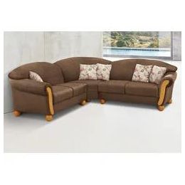 Ecksofa Home Affaire "Milano, bequem mit Federkern, B/T/H 233/233/83cm, Landhausstil, L-Form", braun, B:233cm H:83cm T:233cm, Sofas, Ecksofa, gleichschenklig