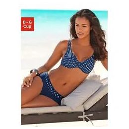 B&uuml;gel-Bikini Lascana, Damen, Gr. 48, Cup F, blau (marine, wei&szlig;), Polyamid, gepunktet, Bikini-Sets B&uuml;gel-Bikini, mit modischen Punkten