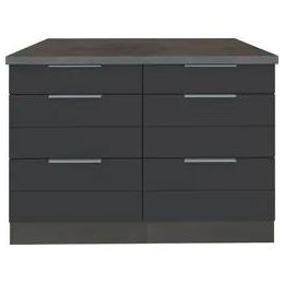 Unterschrank KOCHSTATION "KS-Luhe", grau (grau matt, grafit), B:120cm H:86cm T:60cm, MDF, Schr&auml;nke, Unterschrank, 120 cm breit, f&uuml;r viel Stauraum, MDF-Fronten mit waagerechter Lisene