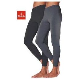 Leggings Vivance ACTIVE, Damen, Gr. 48/50, N-Gr, schwarz (anthrazit, meliert, schwarz), Single Jersey, Anthrazitmeliert (Obermaterial): 60% Baumwolle, 35% Polyester, 5% Elasthan. Obermaterial: 95% Baumwolle, 5% Elasthan, meliert, unifarben, Basic, Basic lang, Hosen Leggings, mit Gummibund, Loungewear, Topseller
