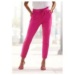 Schlupfhose Lascana, Damen, Gr. 36, N-Gr, pink, Jersey, Obermaterial: 86% Polyester, 10% Viskose, 4% Elasthan, unifarben, figurumspielend kn&ouml;chellang, Hosen Schlupfhose, mit Taschen, Jogginghose, casual-sportlich, Jerseyhose, Topseller