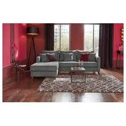 Ecksofa Home Affaire "Renesse L-Form", grau, B:234cm H:90cm T:160cm, Samtvelours 100% Polyester;Luxus-Microfaser ALTARA NUBUCK (100% Polyester), Sofas, Ecksofa, lose Kissen, Keder an Sitzkissen