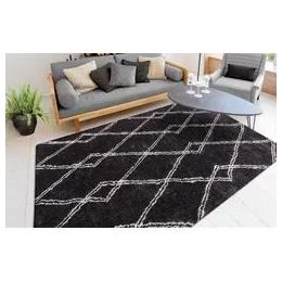 Hochflor-Teppich Calo-deluxe "Elvar-1000" Gr. 2, grau (anthrazit), B:80cm H:27mm L:150cm, Kunstfaser, Teppiche, besonders weich durch Microfaser, Wohnzimmer