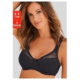 Minimizer-BH Petite Fleur, Damen, Gr. 85, Cup B, schwarz (schwarz, wei&szlig;), Microtouch, Obermaterial: 50% Polyamid, 40% Baumwolle, 10% Elasthan, BHs Minimizer-BH, im attraktiven Doppelpack