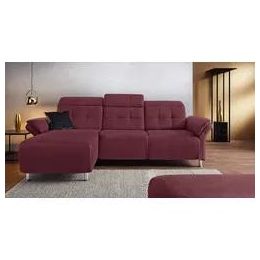 Ecksofa Home Affaire "Manhattan L-Form", lila (chianti), B:270cm H:102cm T:168cm, Kunstleder SOFTLUX;Flachgewebe (100% Polyester);Struktur (100% Polyester), Sofas, Ecksofa, 2 Sitze mit elektrischer Relaxfunktion, verstellbare Armlehnen