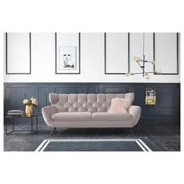3-Sitzer 3C Candy "Beatrice, extravagantes Megasofa, bequem, K&uuml;chensofa", rosa (altrosa), B:225cm H:94cm T:95cm, Samt-Optik (100% Polyester), Sofas, mit R&uuml;ckensteppung im Rautenmuster, Samt Optik, auch in Fellimitat
