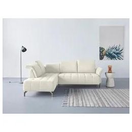 Ecksofa Home Affaire "Fresh L-Form", wei&szlig;, B:260cm H:79cm T:220cm, 98% Polyester 2% Polyamid, Sofas, Ecksofa, Federkern, wahlweise Kopfteilverstellung und motorischer Vorziehsitz