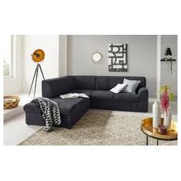 Ecksofa DOMO collection "Topper zeitlos elegant, kompakte Stellma&szlig;eL-Form", blau (dunkelblau), B:237cm H:78cm T:200cm, Sofas, Ecksofa, mit Ottomane, wahlweise mit Schlaffunktion
