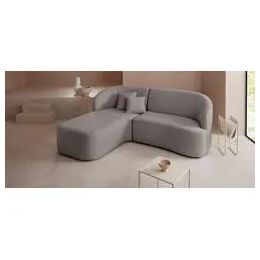Ecksofa "Dilara L-Form", grau (hellgrau), B:200cm H:87cm T:165cm, Struktur fein 100% Polyester);Samtoptik (100% Polyester);Boucl&eacute; (100% Polyester), LeGer Home by Lena Gercke, Sofas, Ecksofa, gerundete R&uuml;ckenlehne und Front, in 3 Bezugsqualit&auml;ten