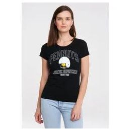 T-Shirt logoshirt "Peanuts &ndash; Woodstock", Damen, Gr. S, schwarz, 100% Baumwolle, bedruckt, lang, Rundhals, Shirts T-Shirt, mit lizenziertem Print