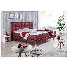 Boxspringbett Home Affaire "Tavira", rot (bordeaux), B:167cm L:208cm, Komplettbetten, Boxspringbett, in 4 Breiten, 4 Farben und 3 Matratzenarten, incl. Topper