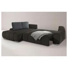Ecksofa Home Affaire "Bono L-Form", schwarz (schwarz, grau), B:291cm H:90cm T:174cm, Luxus-Microfaser ALTARA NUBUCK (100% Polyester);Luxus-Microfaser ALTARA NUBUCK (100% Polyester);Samtstruktur (95% Polyester, 5% Polyamid), Sofas, Ecksofa, wahlweise mit Bettfunktion