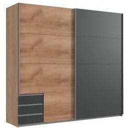 Schwebet&uuml;renschrank wimex "Emden", grau (plankeneichefarben, graphitfarben), B:225cm H:210cm T:64cm, Holzwerkstoff, Schr&auml;nke, Schwebet&uuml;renschrank, Mit Au&szlig;enschubk&auml;sten