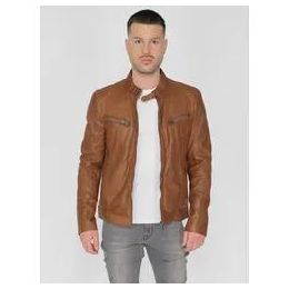 Lederjacke Mustang "31021312", Herren, Gr. S, braun (cognac), Obermaterial: 100% Lammleder. Innenfutter: 100% Baumwolle. &Auml;rmelfutter: 100% Polyester, Jacken