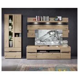 Wohnwand Innostyle, braun, B:287cm H:197cm T:47cm, ABS-Kunststoff, Dekorfolie, Hartfaserplatte, Holzwerkstoff, MDF, Kastenm&ouml;bel-Sets, Wohnwand
