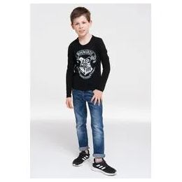 Langarmshirt logoshirt "Harry Potter Hogwarts", Jungen, Gr. 104, schwarz-wei&szlig; (schwarz, wei&szlig;), 100% Baumwolle, bedruckt, normal, Rundhals, Shirts Langarmshirt, Print