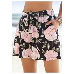 Shorts s.Oliver, Damen, Gr. 46, N-Gr, bunt (bedruckt), Jersey, Obermaterial: 100% Viskose, bedruckt, gerade kurz, Hosen Shorts, mit Bindeband am Bund, im Blumenprint, kurze Hose
