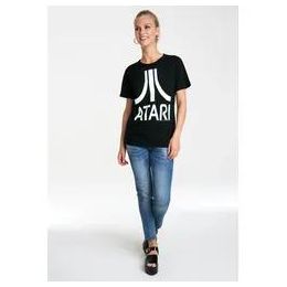T-Shirt logoshirt "Atari &ndash; Logo", Damen, Gr. XL, schwarz-wei&szlig; (schwarz, wei&szlig;), 100% Baumwolle, bedruckt, mehrfarbig, normal, Rundhals, Shirts T-Shirt, mit lizenziertem Originaldesign