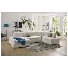 Wohnlandschaft Home Affaire "Avesa U-Form", beige (creme), B:355cm H:80cm T:216cm, 95% Polyester, 5% Polyacryl, Sofas, Wohnlandschaft, Wahlweise mit Armteilverstellung und Bettfunktion, B/T/H: 355/216/80cm