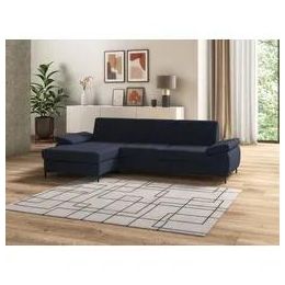 Ecksofa DOMO collection "Capelo, komfortabel, klare Linien zeichnen dieses Design aus, L-Form", blau (dunkelblau), B:297cm H:84cm T:160cm, 100% Polyester, Sofas, Ecksofa, mit Armteilverstellung, wahlweise mit Bettfunktion, Federkern