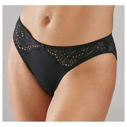 Slip Lascana "Aurora", Damen, Gr. 44/46, schwarz, Microtouch, Obermaterial: 82% Polyamid, 18% Elasthan, k&ouml;rpernah, Unterhosen Slip, mit toller Spitze in blumiger Optik