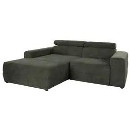 Ecksofa DOMO collection "Brandon, inkl. Kopfteilverstellung, B/T/H: 214/100/80 cm, L-Form", gr&uuml;n, B:214cm H:80cm T:175cm, 95% Polyester 5% Polyacryl, Sofas, Ecksofa, Mit Kopfteilverstellung, auch in Leder und Cord, L-Form
