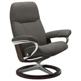Relaxsessel stressless "Consul", grau (metal grau paloma), B:78cm H:97cm T:70cm, Leder BATICK: BATICK ist ein leicht korrigiertes, durchgef&auml;rbtes und genarbtes M&ouml;belleder, bei dem die meisten Unebenheiten und Spuren in der Regel entfernt wurden.;Leder PALOMA: PALOMA ist ein durchgef&auml;rbtes Semianilin-M&ouml;belleder mit nat&uuml;rlicher Narbung.;ROHLEDER Stoff Q2 FARON: Ein fester zuverl&auml;ssiger Boucl&eacute; mit ei