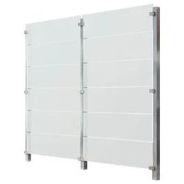 Zaun STAKET PRO, silber (silberfarben), Pfosten: 3 Stk., Edelstahl, Glas, Zaunelemente, Glaszaun, Gesamtl&auml;nge: 2,265 m, 3 Pfosten