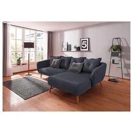Ecksofa Home Affaire "Baggio formsch&ouml;ne Polsterecke, bequem, Breite 277cm, L-Form", blau (dunkelblau), B:277cm H:80cm T:162cm, Sofas, Ecksofa, Zierkissen inklusive