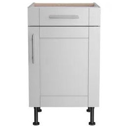 Unterschrank KOCHSTATION "KS-Ahus", grau (hellgrau matt, hellgrau), B:50cm H:87cm T:58,4cm, Schr&auml;nke, Unterschrank, Breite 50 cm