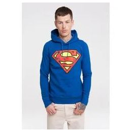 Kapuzensweatshirt logoshirt "DC &ndash; Superman Logo", Herren, Gr. M, blau (blau, mehrfarbig), 80% Baumwolle, 20% Polyester, unifarben, normal, ohne Ausschnitt, Sweatshirts, mit Superhelden-Print